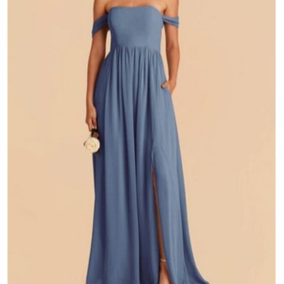 Birdy Grey | Dresses | Birdy Grey Blue Offshoulder Prom Dress | Poshmark